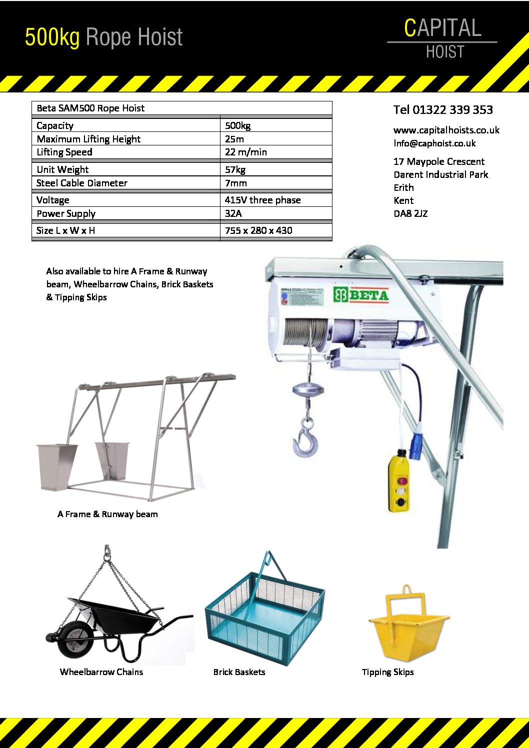 Beta SAM500 Rope Hoist - Capital Hoists